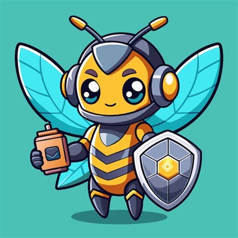 Cute Bee Robot Premium Ai Generated Vector