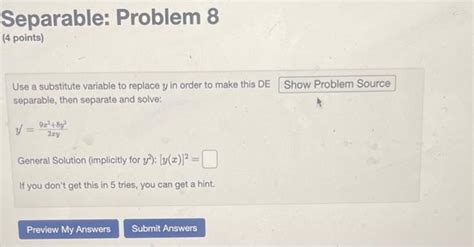 solved separable problem 8 4 points use a substitute