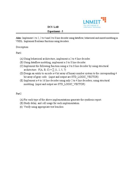 Implement 1 To 2 2 To 4 And 3 To 8 Line Decoder Using Dataflow Behavioral And Mixed Modeling