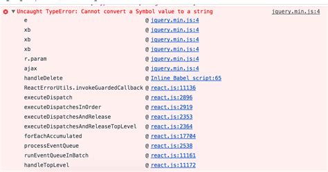 Javascript Cannot Convert A Symbol Value To A String React AJAX Delete Request Stack Overflow