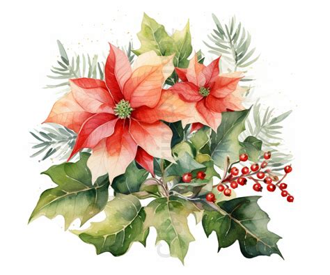 Watercolor Christmas Flowers Clipart 20 High Quality Images Christmas