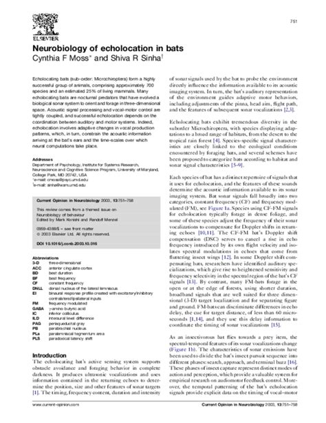 pdf neurobiology of echolocation in bats