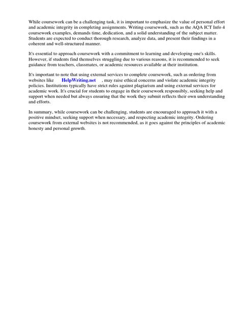 Aqa Ict Info 4 Coursework Examples Pdf Educational Technology Academic Integrity
