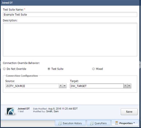 Querysurge™ Test Suite List View Customer Support