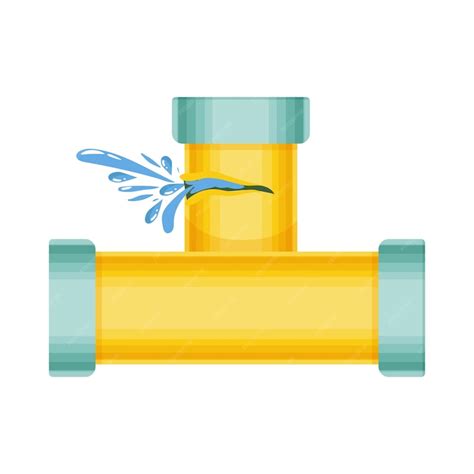 파이프라인의 누수 파열로 파손된 파이프 물 공급이 끊어진 파이프에 물방울이 떨어지는 수도꼭지 문제 흰색 배경에 격리된 바람 그림 프리미엄 벡터