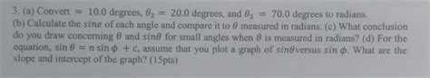 Solved 3 a Convert 10 0 degrees θ2 20 0 degrees and Chegg com