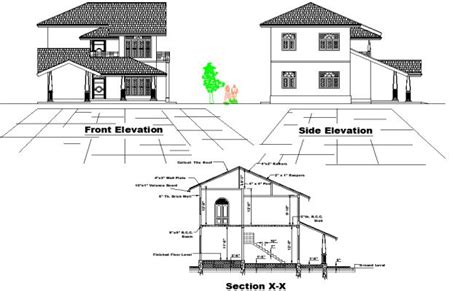 Elevation And Section House Plan Detail Dwg File Dwg House Front