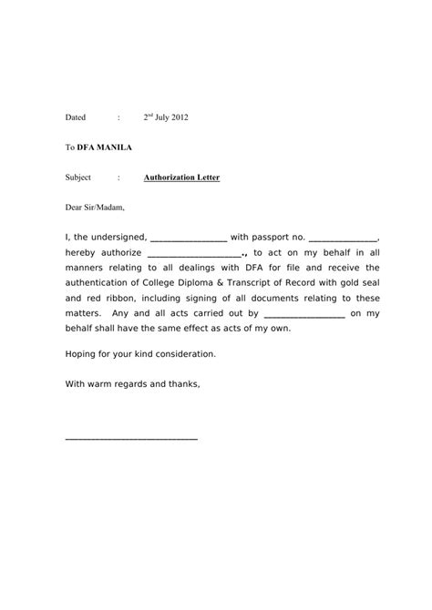 Authorization Letter Dfa