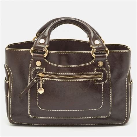 Celine Choco Brown Leather Boogie Satchel Celine Tlc