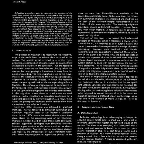 Pdf Migration Of Seismic Data