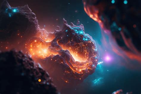 A Computer Generated Image Of A Cluster Of Stars And A Planet In Space