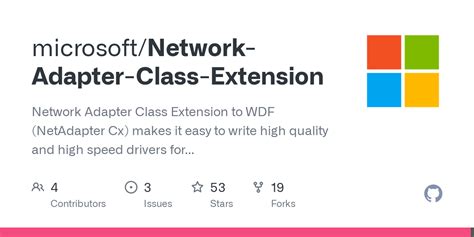 Issues · Microsoftnetwork Adapter Class Extension · Github