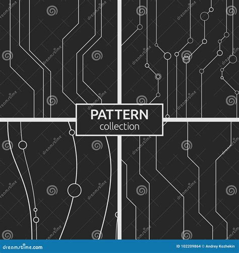 Set Of Four Abstract Vector Seamless Pattern With Lines Stock Vector Illustration Of