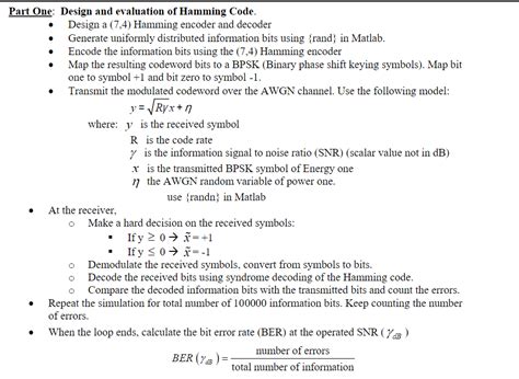 Solved Part One Design And Evaluation Of Hamming