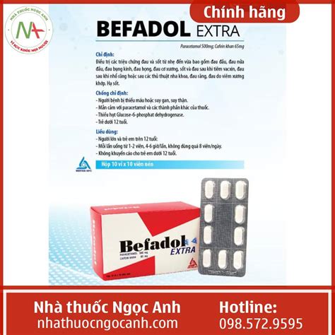 Thuốc Befadol Extra Công Dụng Liều Dùng Lưu ý Tác Dụng Phụ