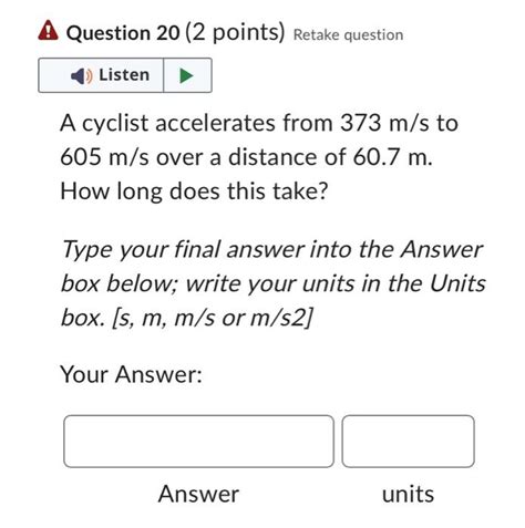 solved question 20 2 points retake question a cyclist