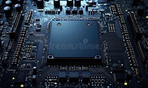 Circuit Board Close Up Intricate Details Of Microchips And Electronic