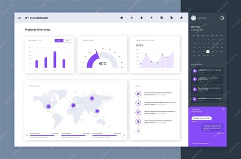 Premium Vector Business Ui Dashboard On Purple Background Admin