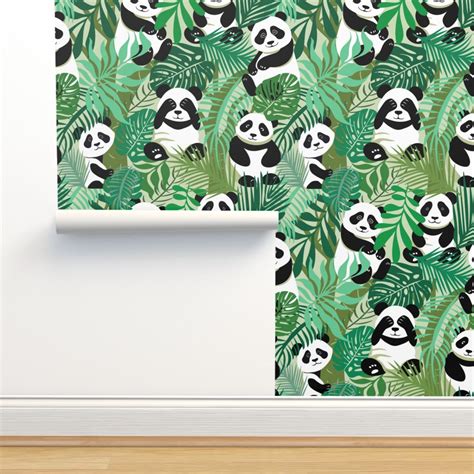 Pandas Playing Hide And Seek Panda Wallpaper Spoonflower Pandas Playing Hide And Seek Panda Wallpaper Spoonflower