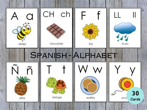 Spanish Alphabet Flashcards Printable Spanish Alphabet Picture Flash
