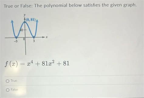 [answered] True Or False The Polynomial Below Satisfies The Given Graph Kunduz