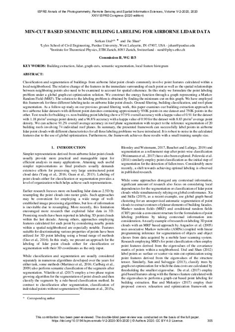 Pdf Min Cut Based Semantic Building Labeling For Airborne Lidar Data J Shan