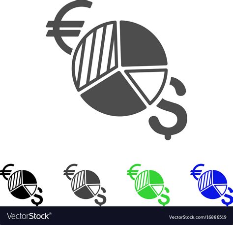Currency Pie Chart Flat Icon Royalty Free Vector Image