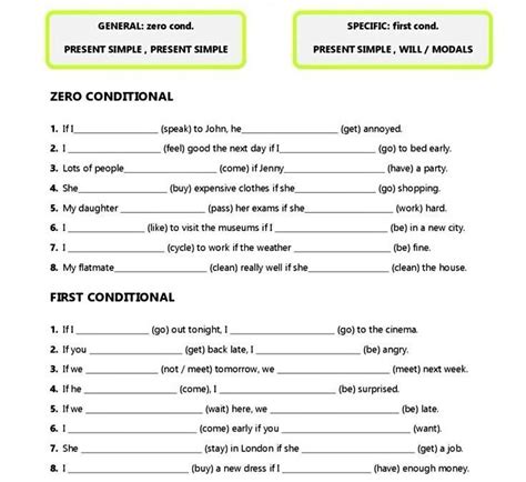 zero conditional and first conditional exercises