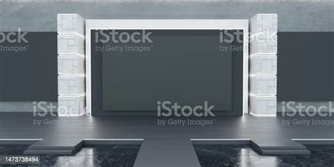 기술 무대 현대 네온 글로우 쇼룸 장면 레이저 빛 공상 과학 소설 3d 그림 0명에 대한 스톡 사진 및 기타 이미지 0명 3차원 형태 Fashion Show Istock