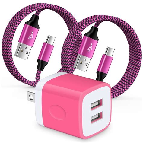 Ailkin Usb Wall Charger Block Pack Ft Type C Cables A Dual Port Fast Charger For Samsung
