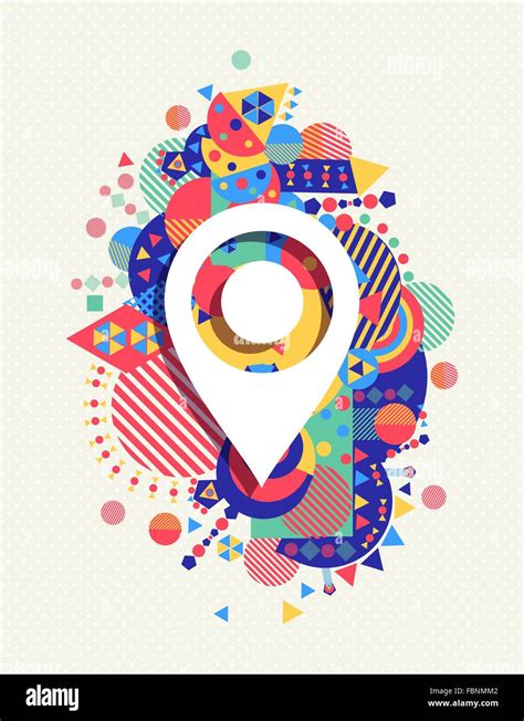 gps pointer map icon poster design with colorful vibrant geometry shapes background social