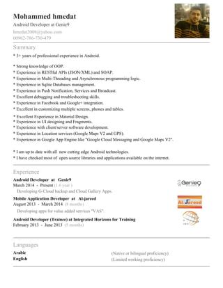 Mohammed Hmedat Android Developer PDF