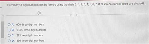 solved how many 3 digit numbers can be formed using the digits 0 1
