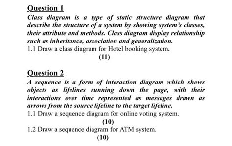 solved question 1 class diagram is a type of static