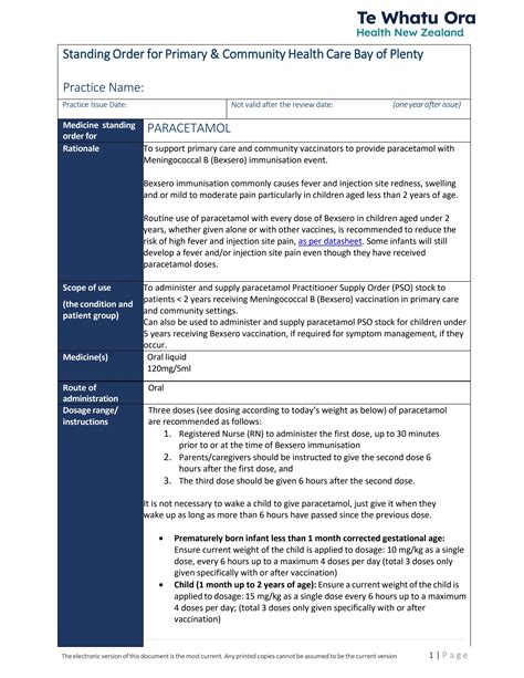 Paracetamolstandingorder Bexsero Final Doc 01 03 2312 Fillable Template By Wbop Pho Issuu