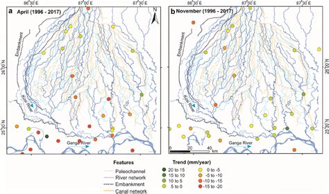 Groundwater Level Trend Mmyear Between 1996 And 2017 During