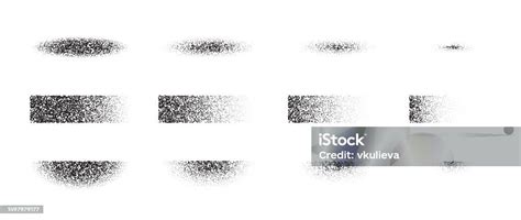 질감이 있는 그라데이션 그림자 모양 집합입니다 퇴색하는 점묘 그늘 디자인 요소 컬렉션입니다 블랙 빈티지 점선 스텐실 효과 하프톤 노이즈 그레인 폼 팩 벡터 일러스트레이션