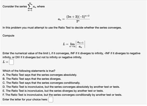 Solved Consider The Series N 1an Where An 2n 5n 3 5 N 2 Chegg Com