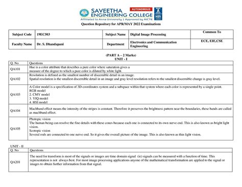 EC Answer Key Digital Image Processing Question Repository For APR MAY