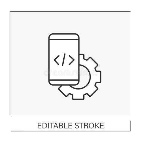 Mobile App Developer Line Icon Stock Vector Illustration Of Online Connection