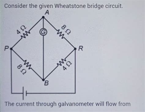 Consider The Given Wheatstone Bridge Circuit The Current Through Galvano
