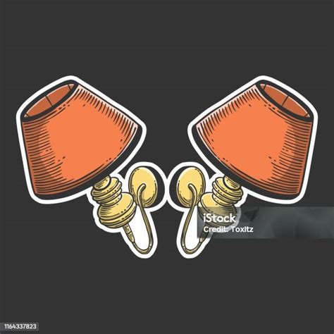 벽 램프입니다 낙서 및 스케치 스타일의 벡터 개념입니다 티셔츠 엽서에 인쇄하기 위한 손으로 그린 일러스트레이션 0명에 대한 스톡 벡터 아트 및 기타 이미지 Istock