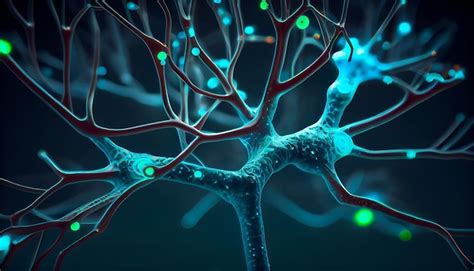Premium Photo Conceptual Illustration Of Neuron Cells With Glowing Link Knots Blue Green