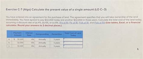 Solved Exercise C 7 Algo Calculate The Present Value Of A