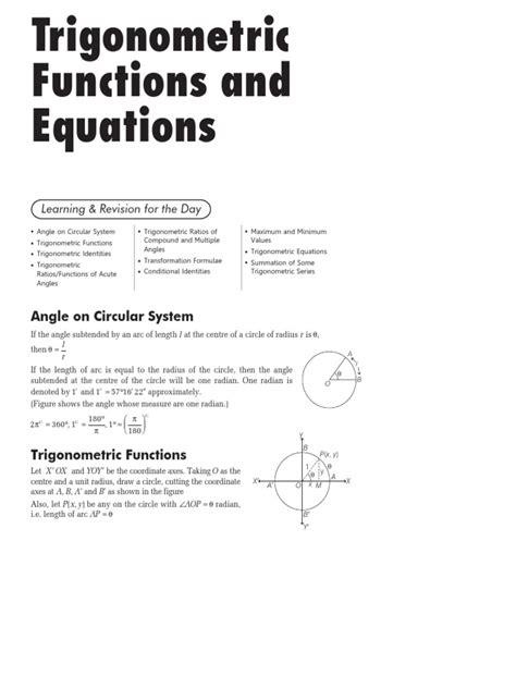 Trigonometric Functions And Equations Pdf Trigonometric Functions Circle