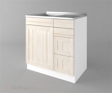 Долен кухненски шкаф с мивка с четири работещи чекмеджета с височина