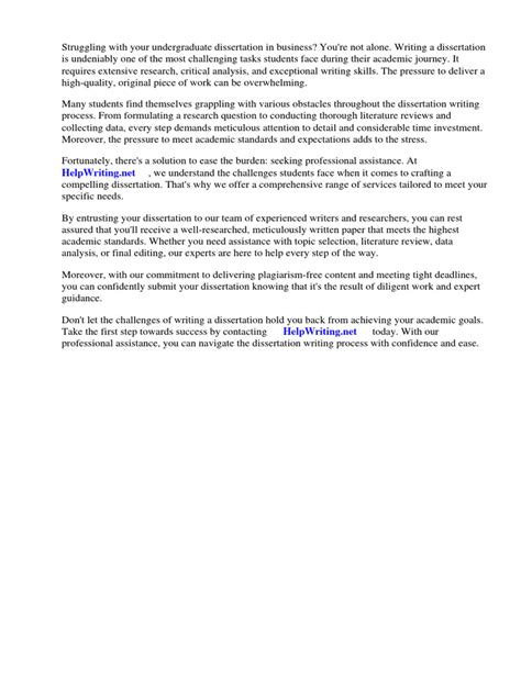 Undergraduate Dissertation Examples In Business Pdf Thesis