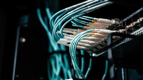 Premium Photo Network Cable In Data Center Fiber Optical Connector Interface Multiple Exposure