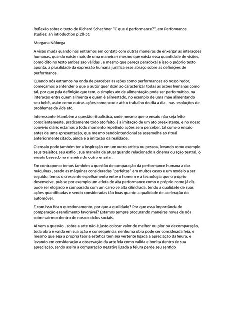 Richard Schechner O Que é Performance Morgana Nóbrega Pdf