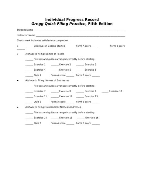 Individual Progress Record Mheducation Doc Template Pdffiller
